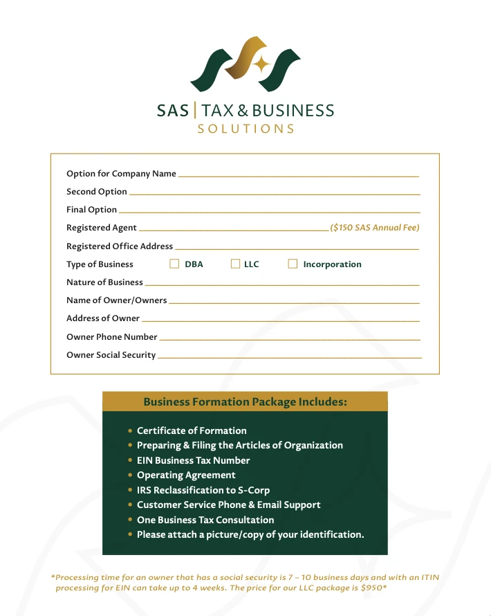 Forms - SAS Tax & Business Solutions Houston, TX.